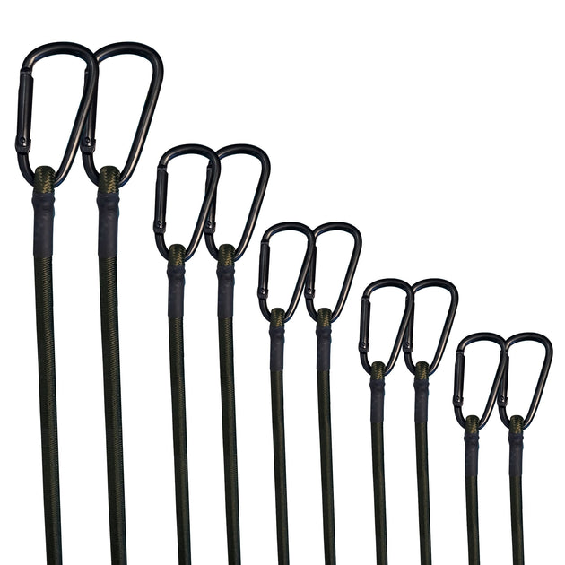 10 Pack Green Camouflage Bungee Cords with Carabiner Hooks – 18" 24" 3 ...