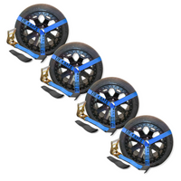 USA 4 Pack 2" x10' Side Mount Wheel Net Tie Down w/Ratchet Lasso Strap ...